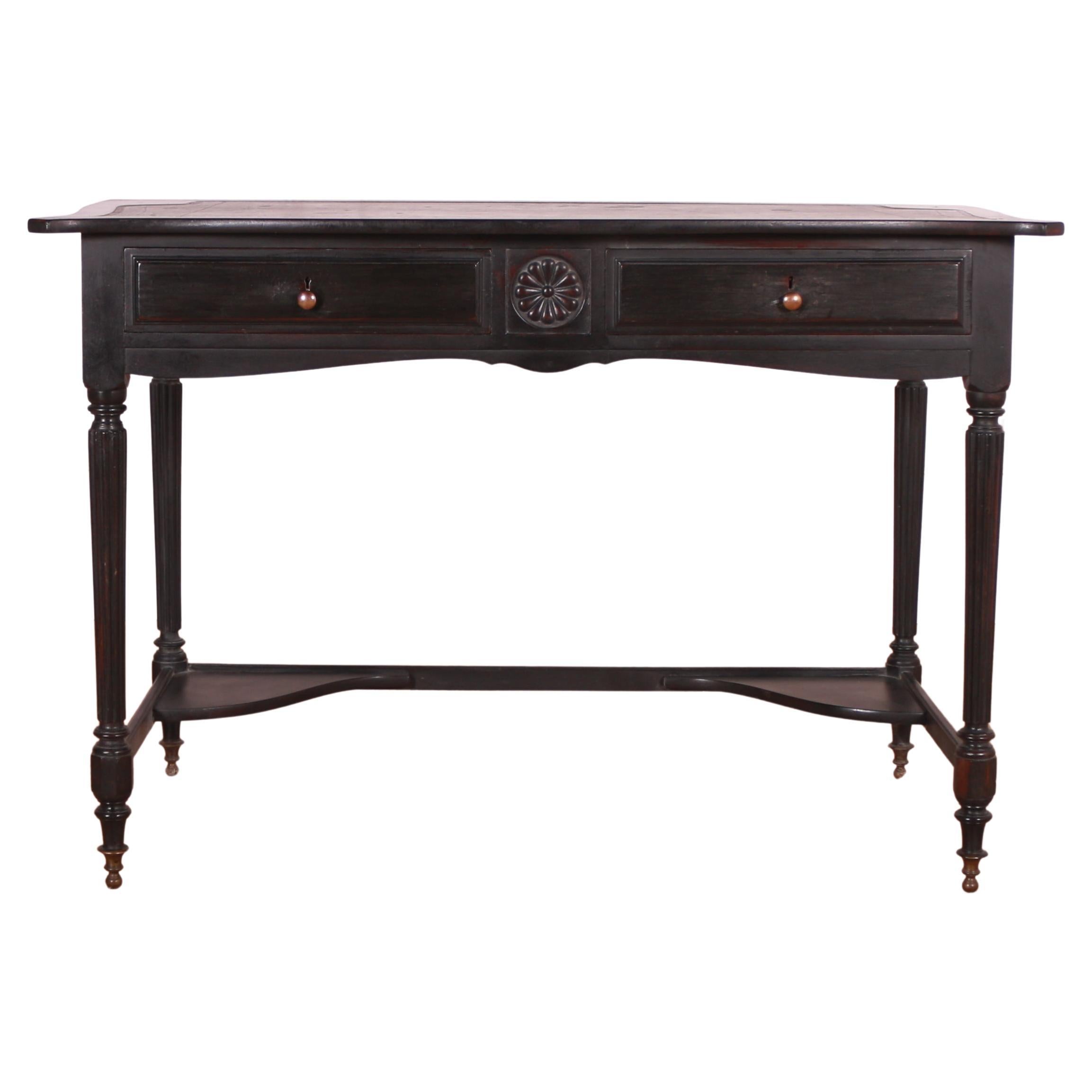 Antique American Gray Distress Painted 1 Drawer Small Work Table Desk ...