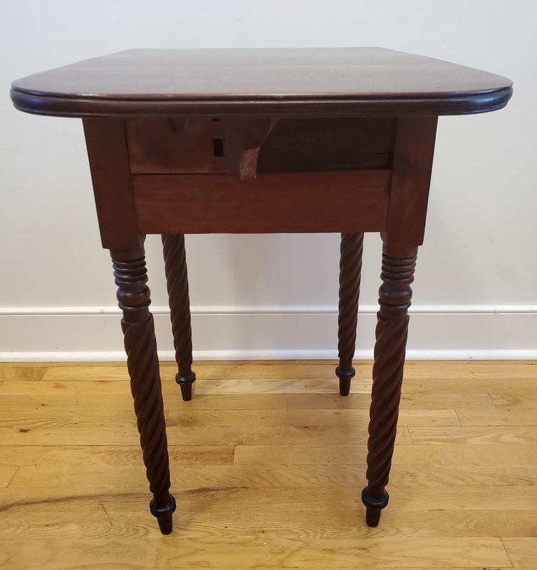 Small English Regency Drop Leaf Mahogany Side Table with Two Drawers at 1stDibs
