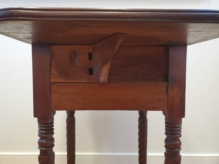 Small English Regency Drop Leaf Mahogany Side Table with Two Drawers at 1stDibs