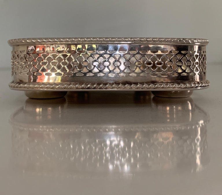 Small English Silver Plate Tray with Gallery Details For Sale at 1stDibs