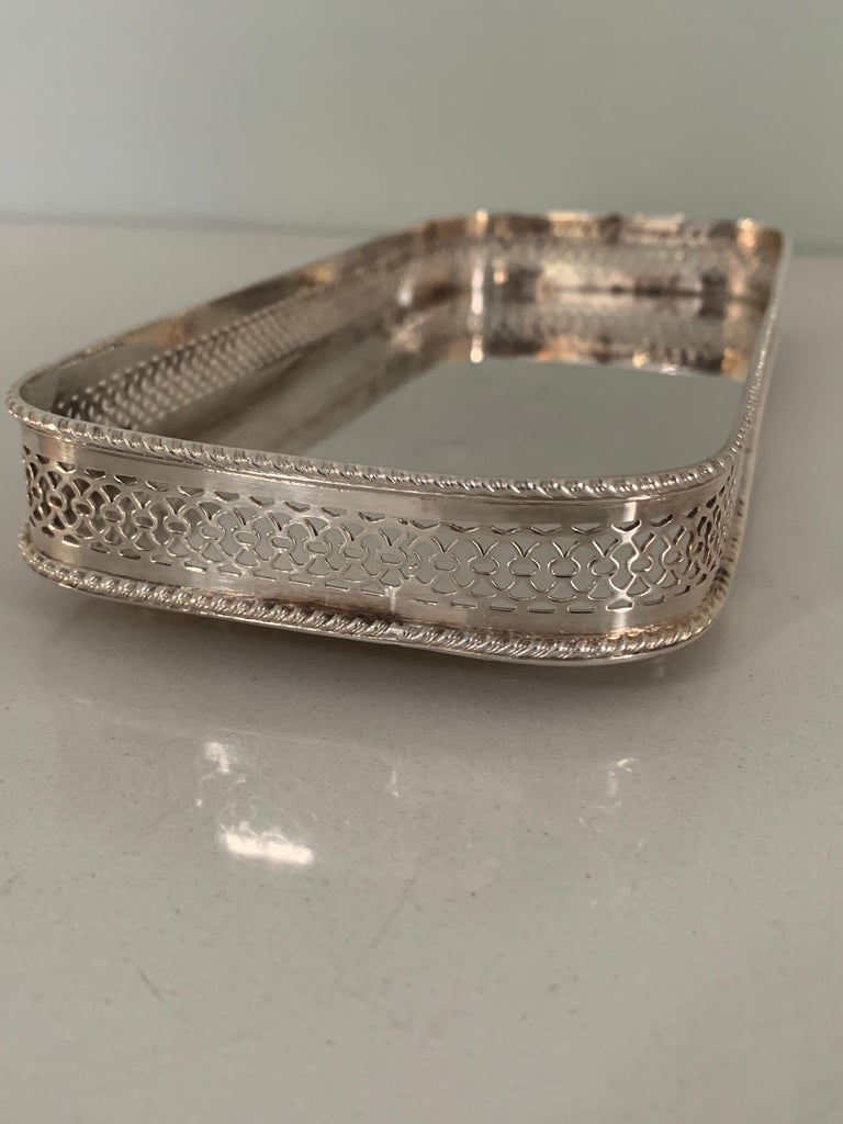 Small English Silver Plate Tray with Gallery Details For Sale at 1stDibs