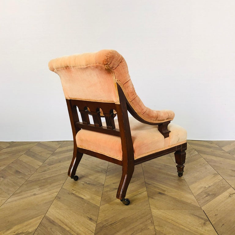 Small English Victorian Boudoir Chair, 1880s For Sale at 1stDibs