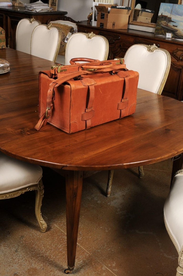 Small English Vintage Brown Leather Handmade Case with Brass Hardware ...