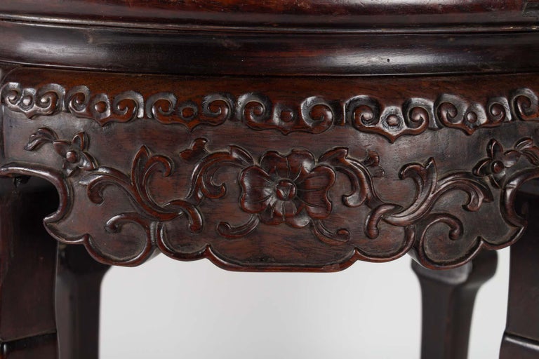 Small Exotic Wooden Table Very Dense Carved with Floral Patterns, China ...