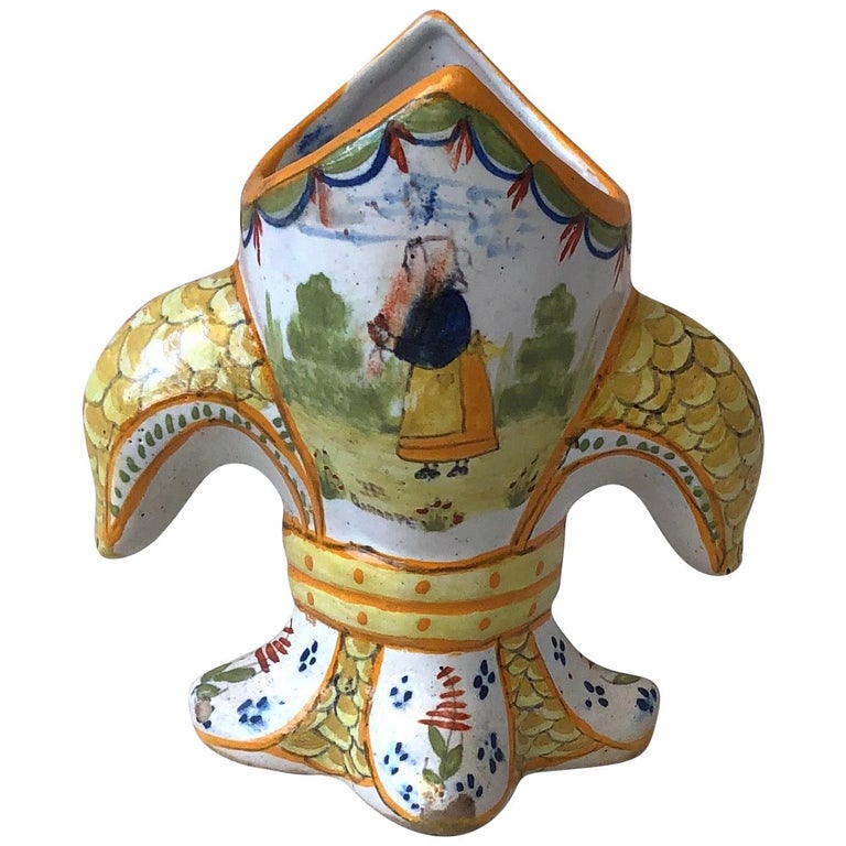 Small Fleur-de-Lis Faience Vase, circa 1900 at 1stDibs