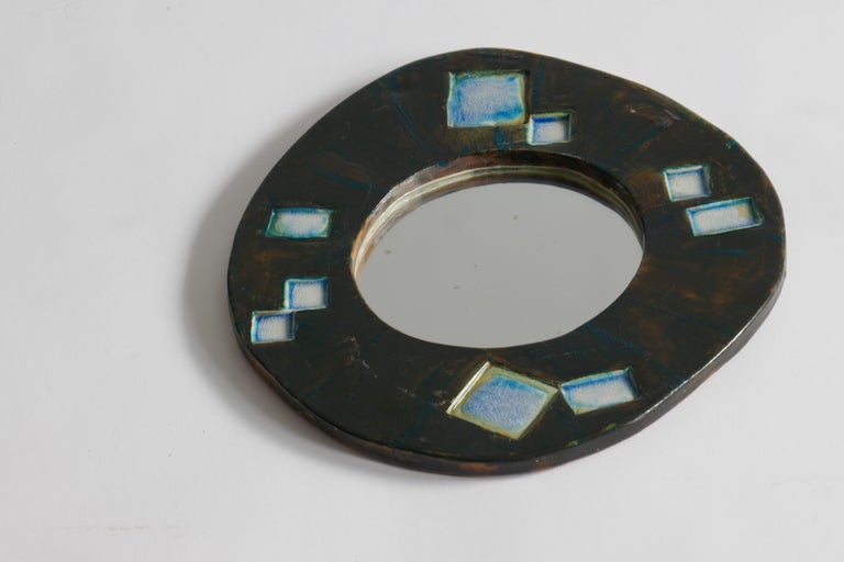 Small Free Shape Ceramic Frame Mirror, France, 1960s For Sale at 1stDibs