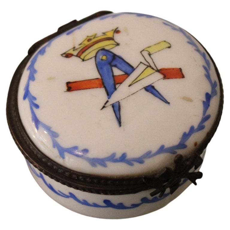 Small Freemasonry Porcelain Box For Sale at 1stDibs