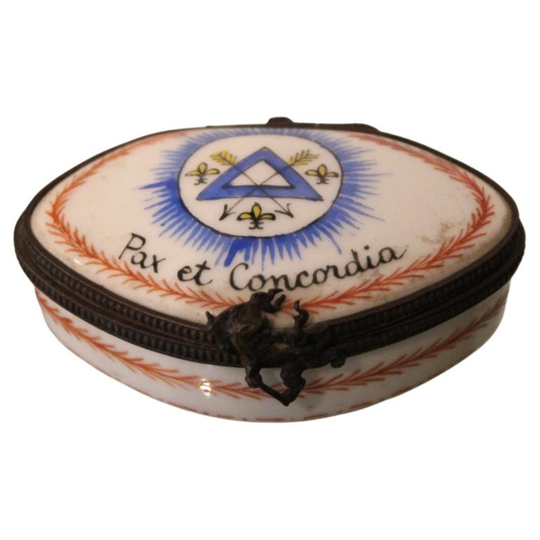 Small Freemasonry Porcelain Box For Sale at 1stDibs