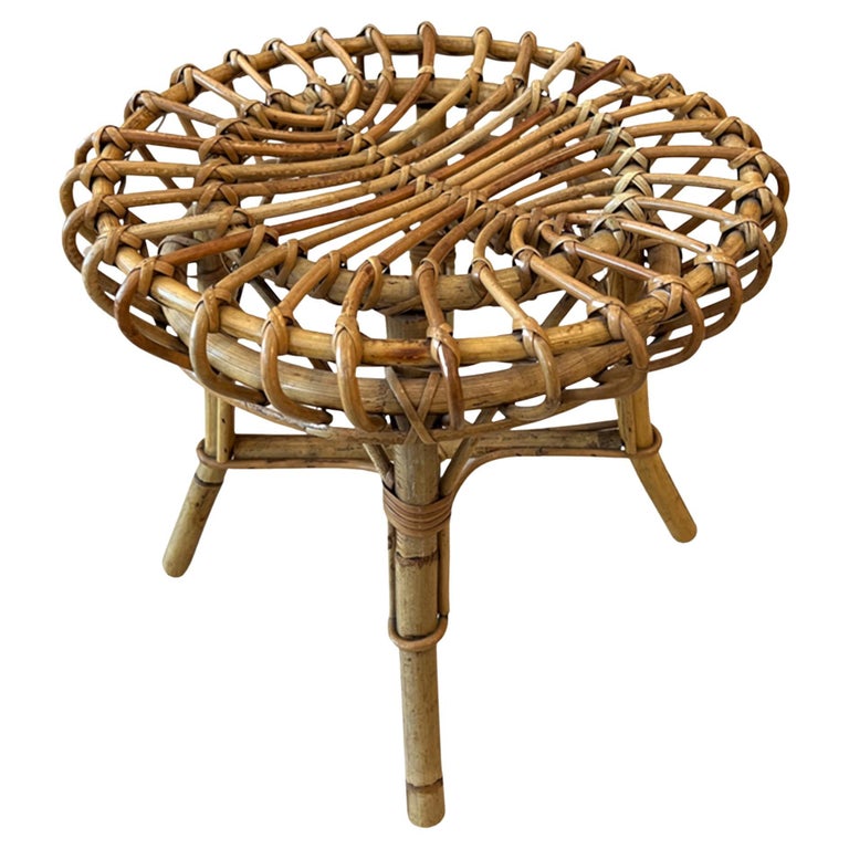 Small French 1960s Bamboo Stool at 1stDibs