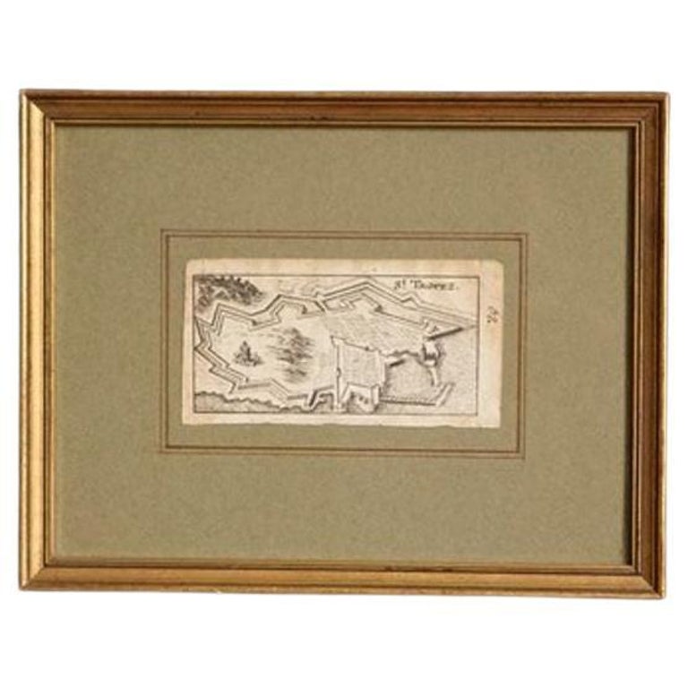 Small French Antique Engraved Map of St. Tropez, 17th Century at ...