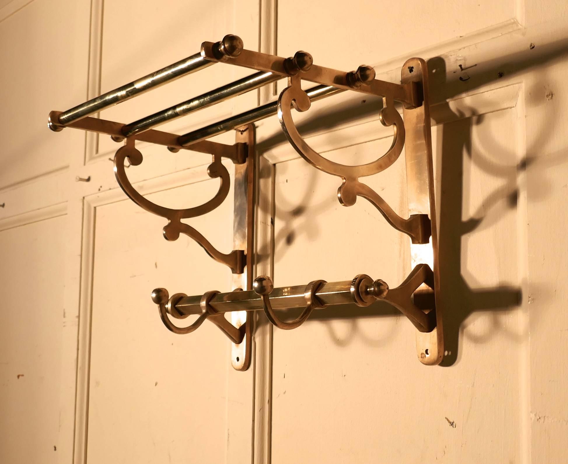 Small French Art Deco Brass Hat and Coat Rack, Railway Train Style at ...