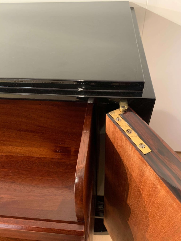 Small French Art Deco Sideboard, Macassar and Black Lacquer, 1930s at ...