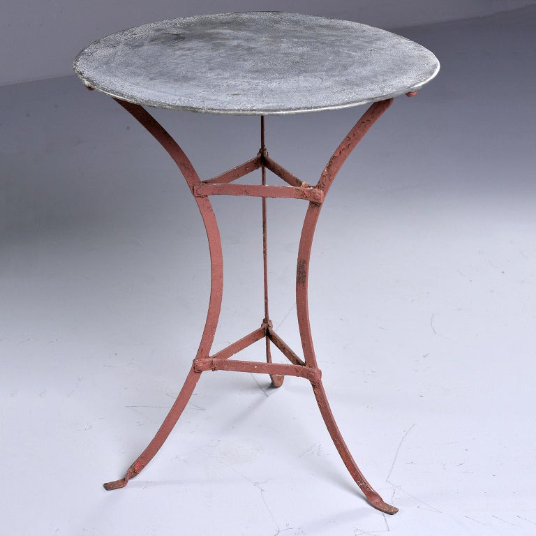 Small French Bistro Table with Round Zinc Top at 1stDibs