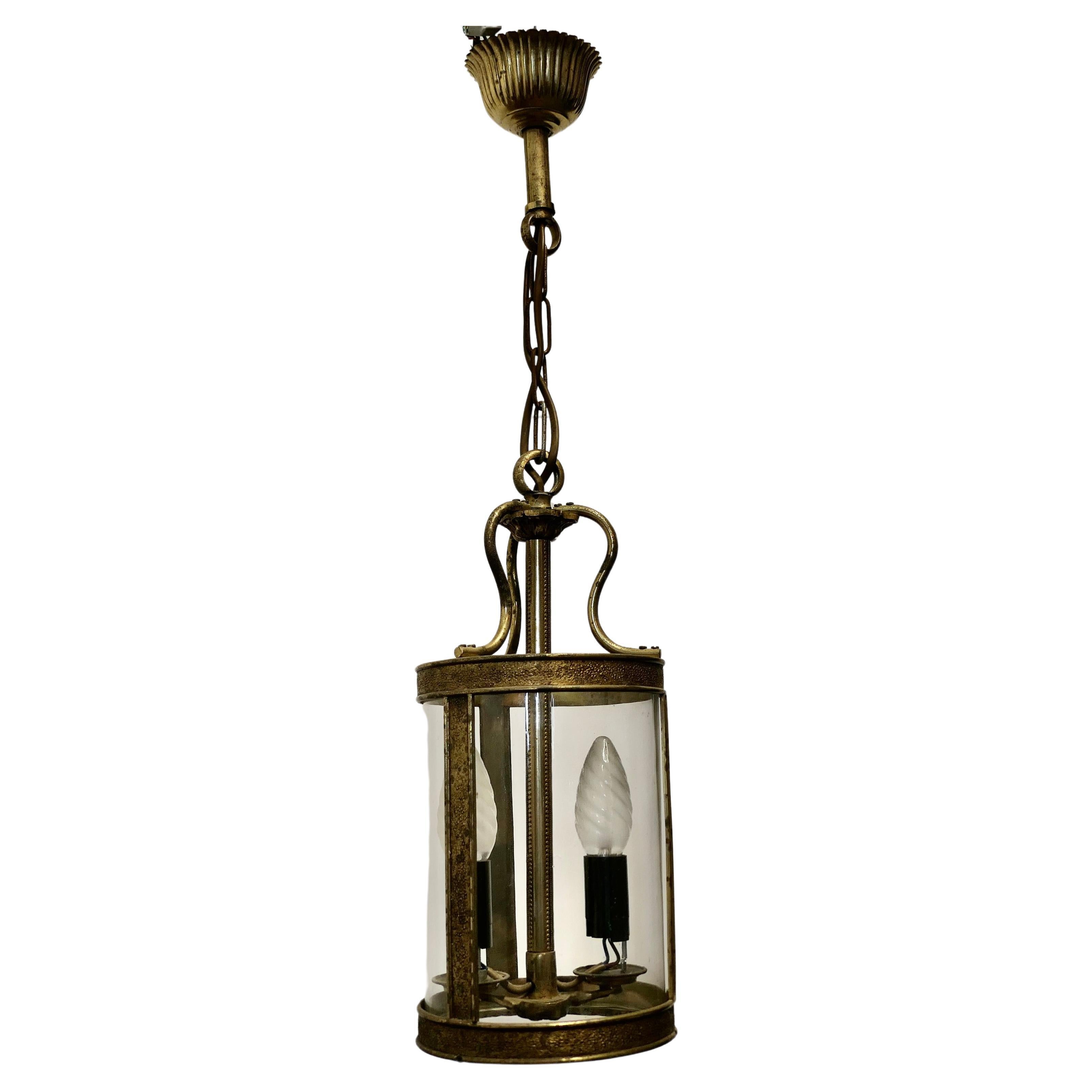Small French Brass and Glass Lantern Hall Light A traditional lantern ...
