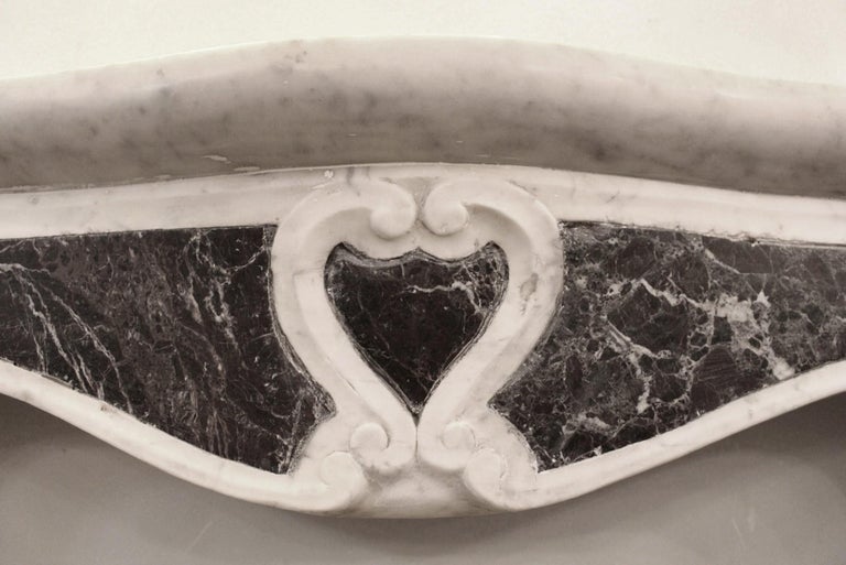 Small French Carved Marble Mantel Center and Side Scroll Motif For Sale ...