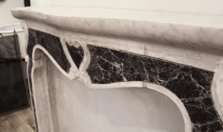 Small French Carved Marble Mantel Center and Side Scroll Motif For Sale ...
