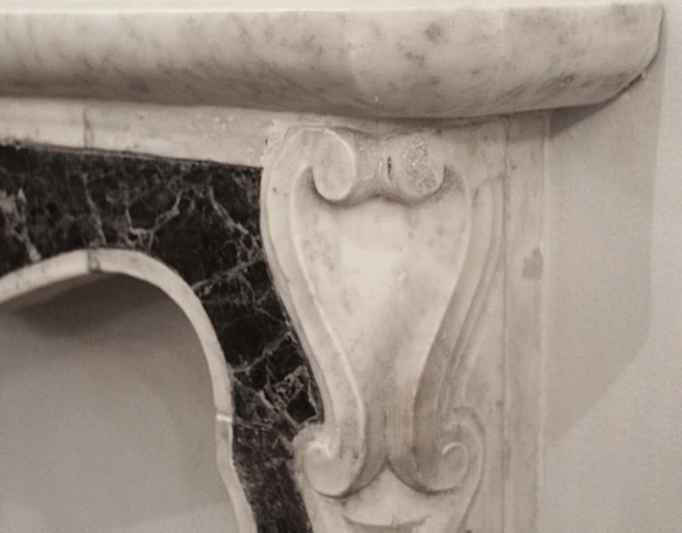 Small French Carved Marble Mantel Center and Side Scroll Motif For Sale ...