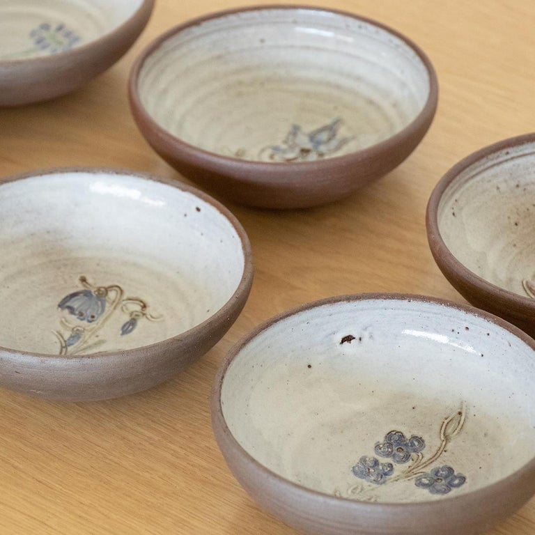 Small French Ceramic Flower Bowls, Set of 6 at 1stDibs