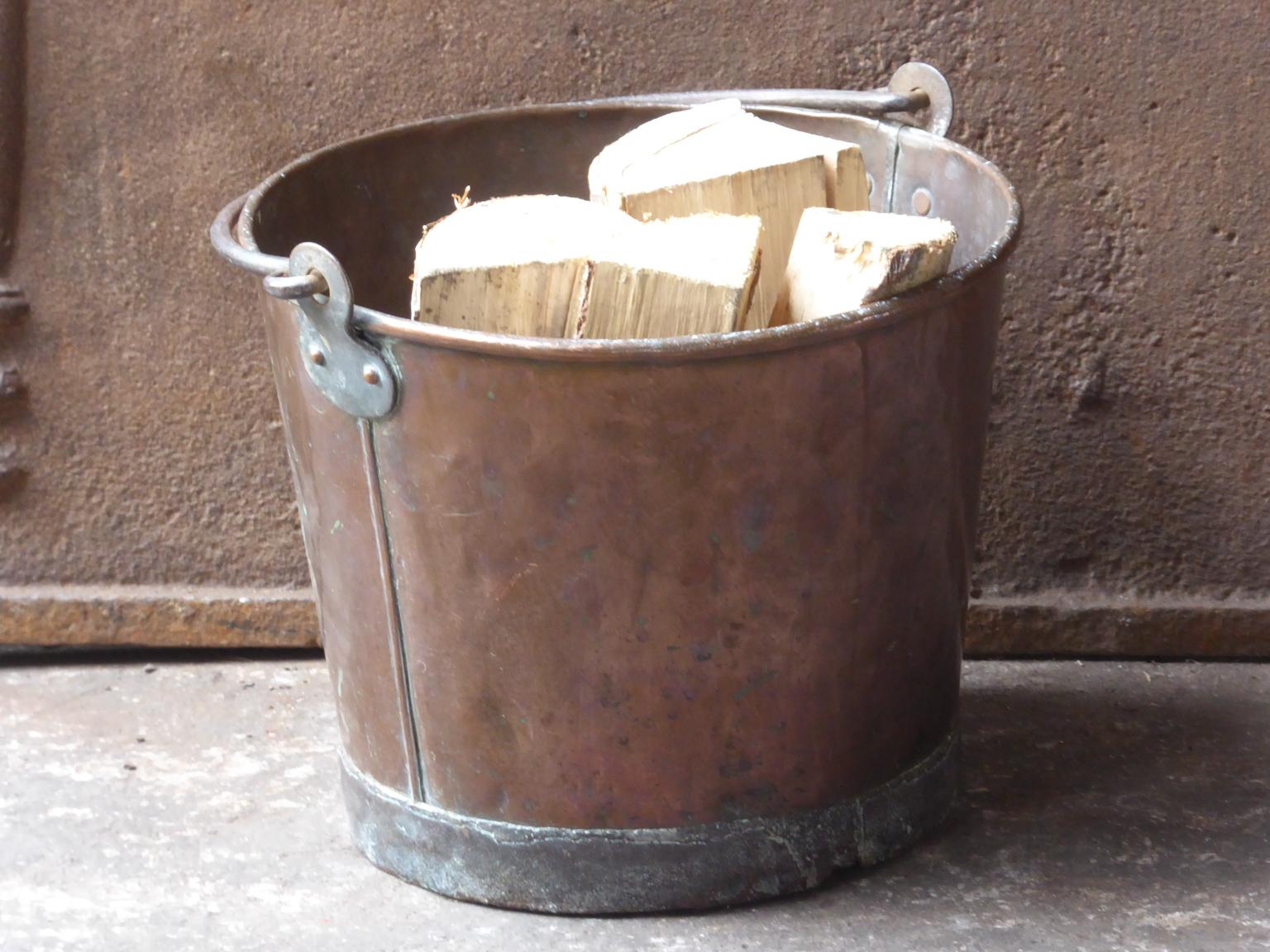 Small French Copper Log Holder or Log Basket, 18th Century at 1stDibs