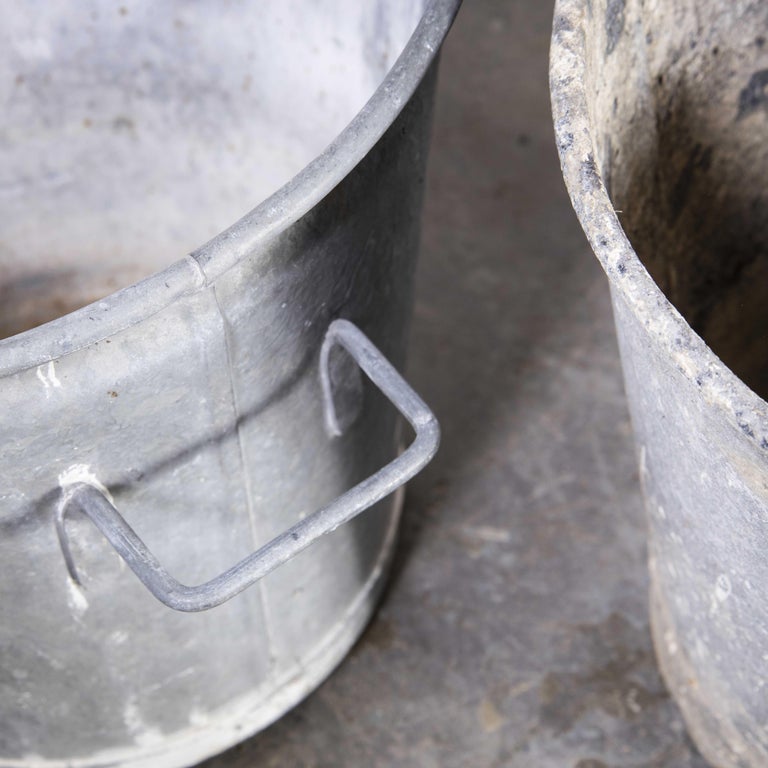 Small French Galvanised Buckets, Planters For Sale at 1stDibs
