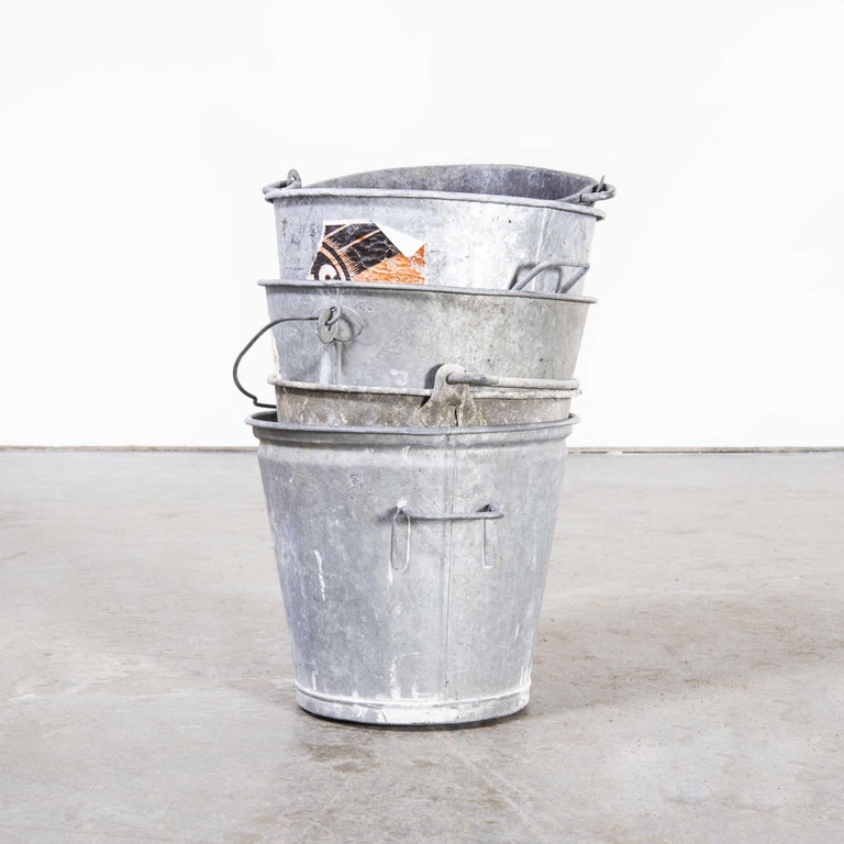 Small French Galvanised Buckets, Planters For Sale at 1stDibs