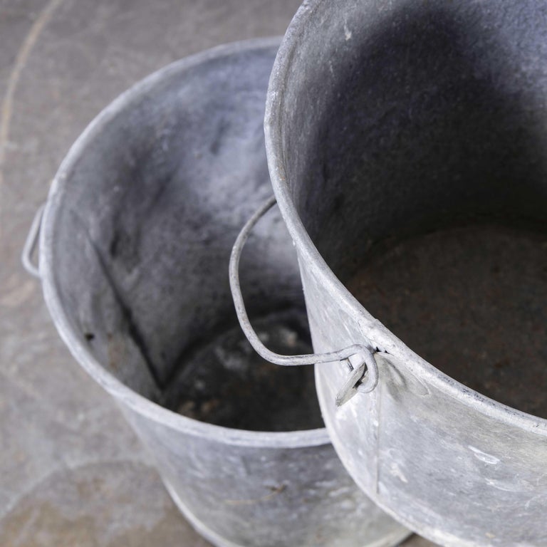 Small French Galvanised Buckets, Planters For Sale at 1stDibs