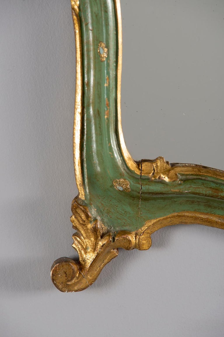 Small French Green and Gilded Crown Top Mirror at 1stDibs