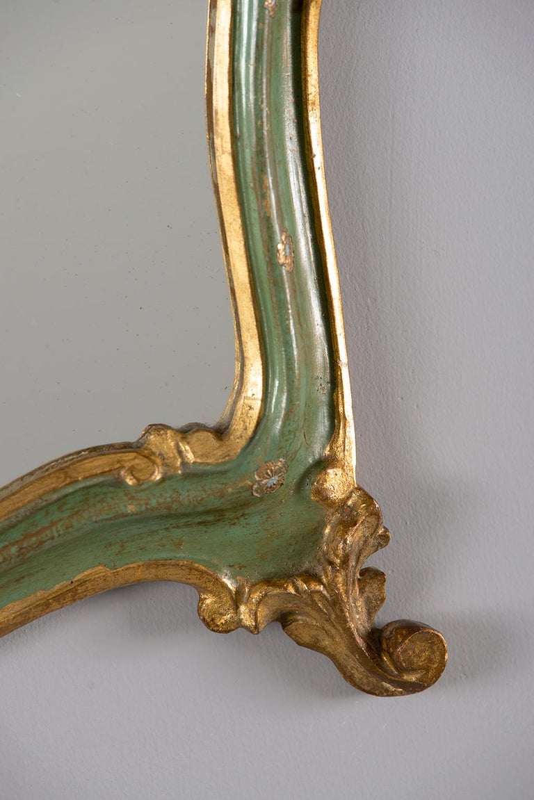 Small French Green and Gilded Crown Top Mirror at 1stDibs