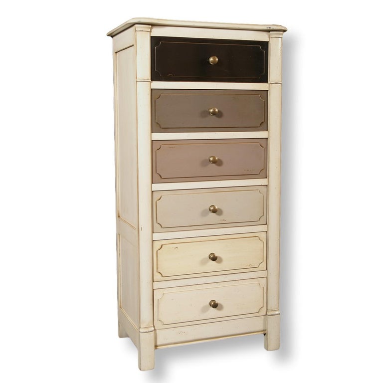 Small French White Lacquered Semainier, 6 Drawers Each with ...