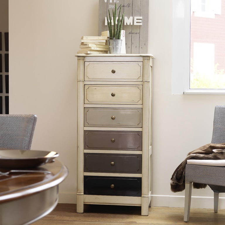 Small French White Lacquered Semainier, 6 Drawers Each with ...