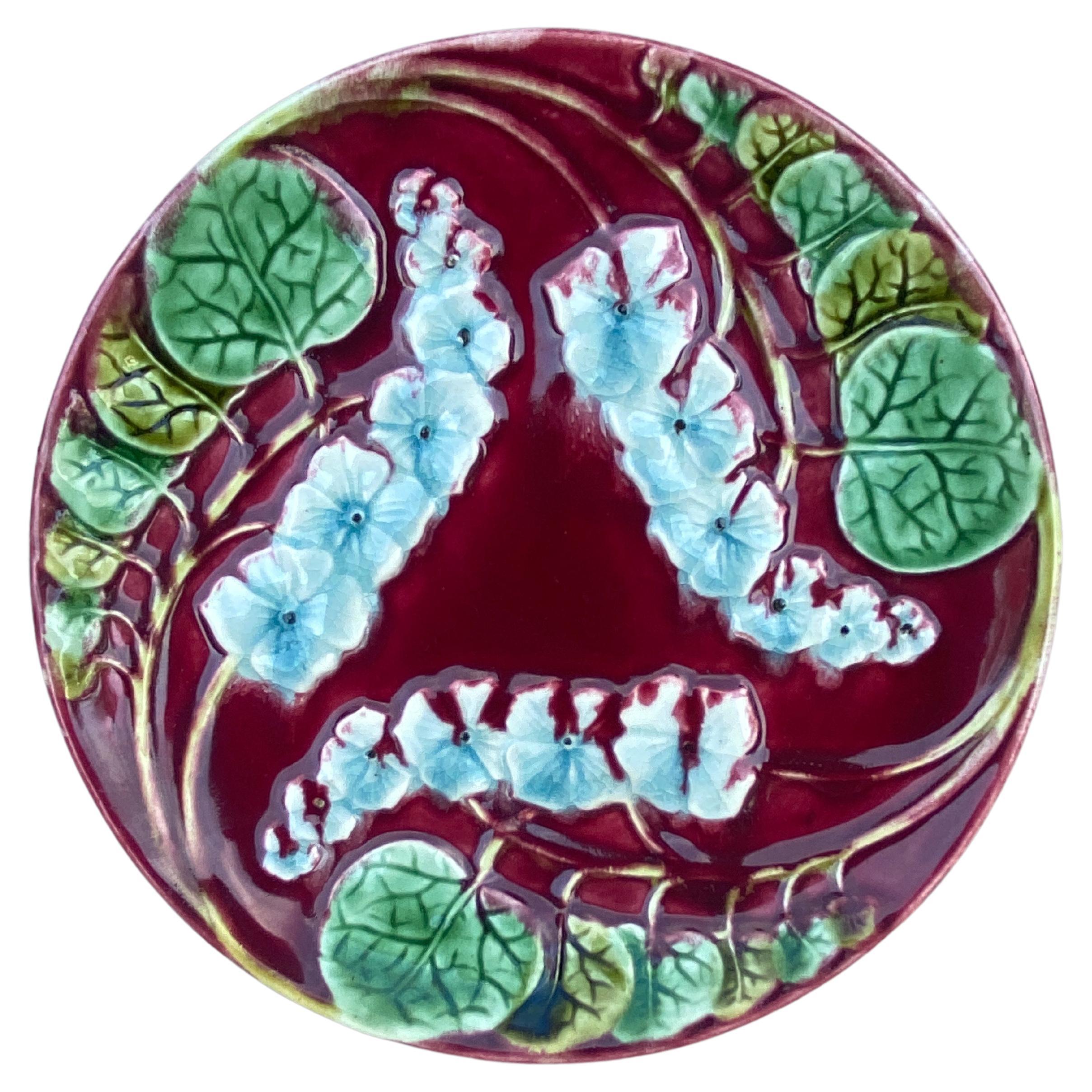 German Majolica Flowers Plate circa 1900 For Sale at 1stDibs