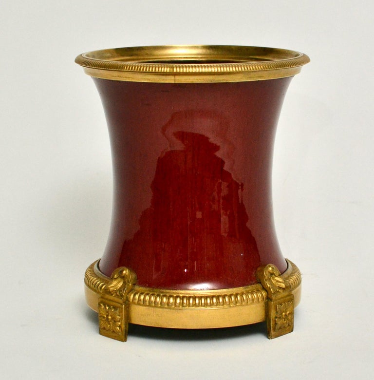 Small Gilt Bronze Mounted Chinese Flambé Glazed Porcelain Flower Pot ...