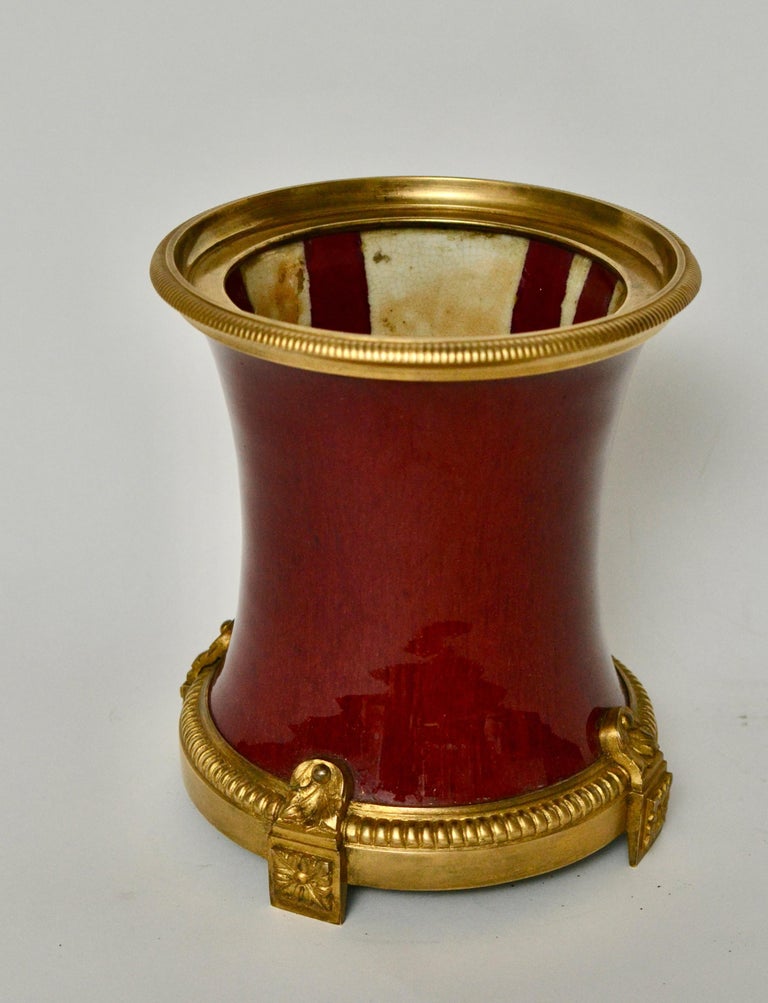 Small Gilt Bronze Mounted Chinese Flambé Glazed Porcelain Flower Pot ...