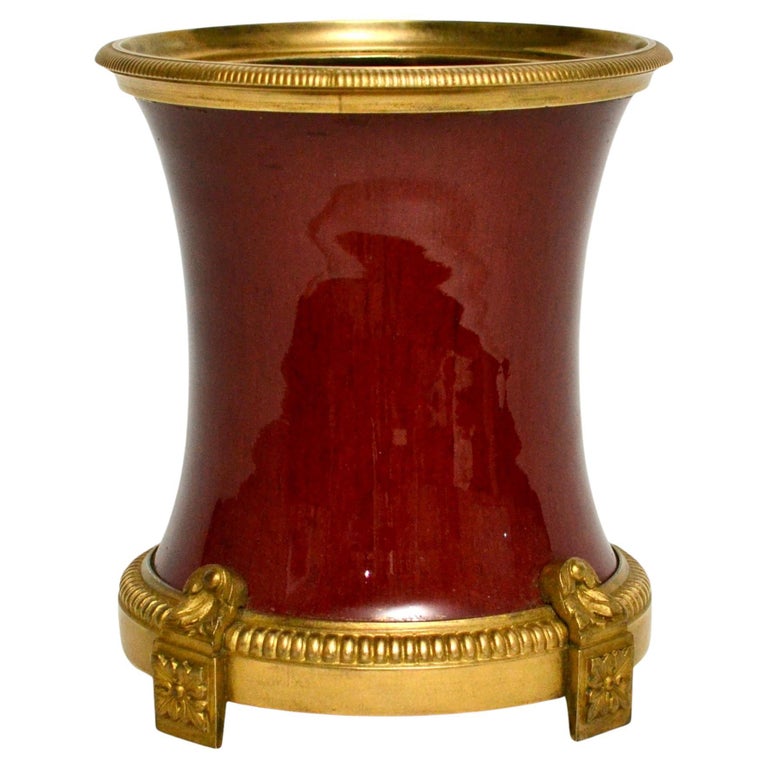 Small Gilt Bronze Mounted Chinese Flambé Glazed Porcelain Flower Pot ...