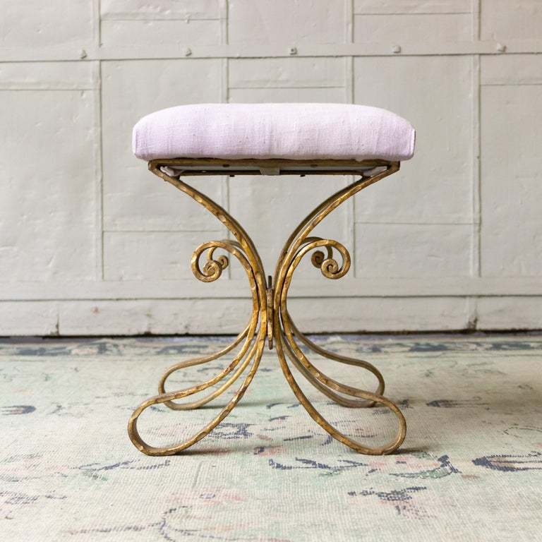 Small Gilt Iron Stool For Sale at 1stDibs