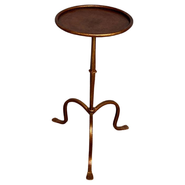 Small Gilt Metal Martini Table on a Tripod Base For Sale at 1stDibs