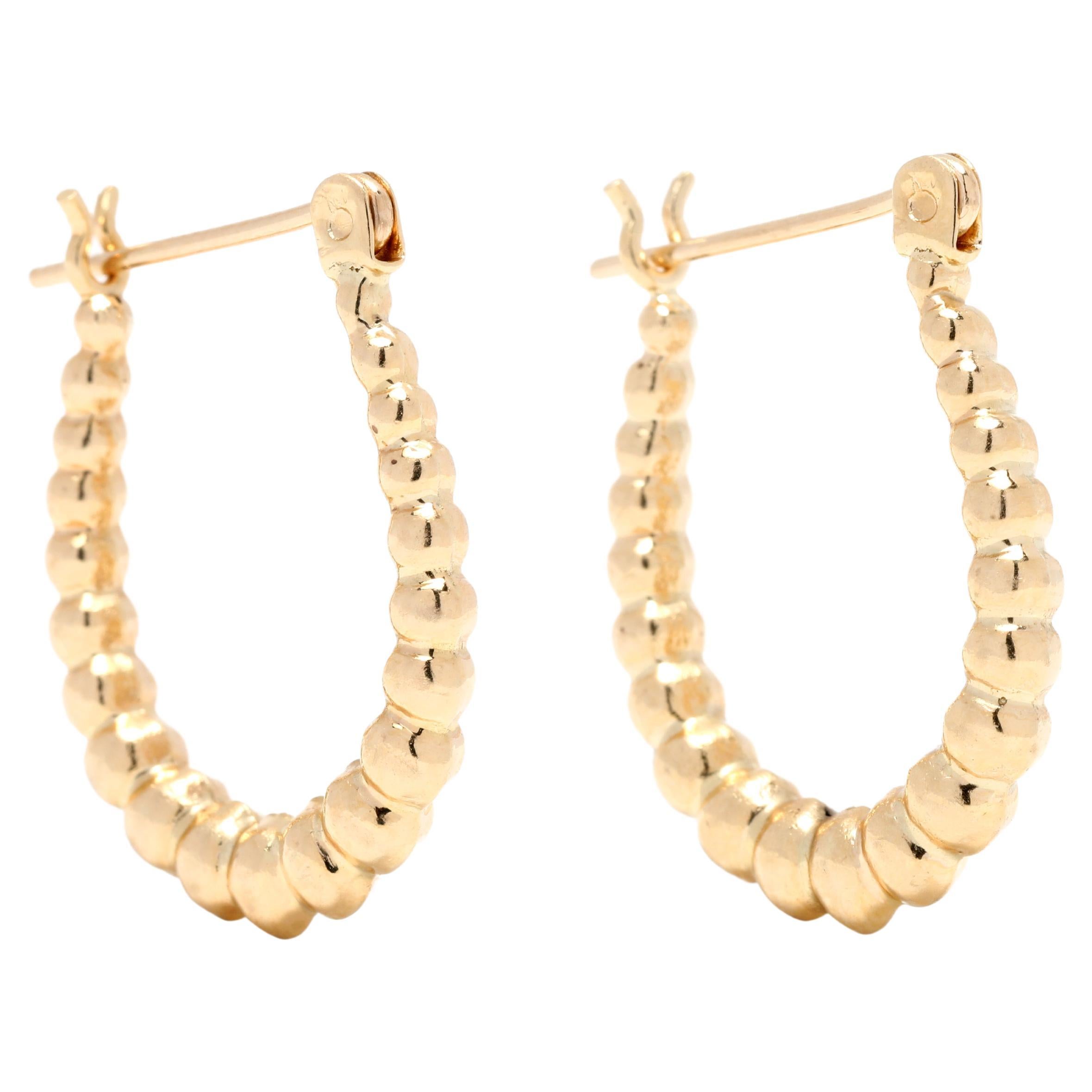 Small Gold Bubble Hoop Earrings, 14k Yellow Gold, Everyday Gold For Sale at 1stDibs