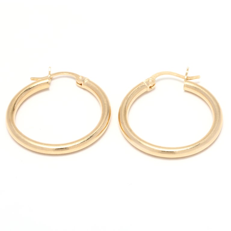 Small Gold Hoop Earrings, 14k Yellow Gold, Thin Gold Hoops For Sale at ...