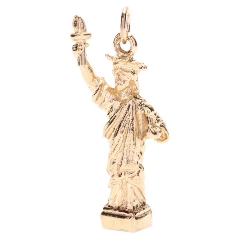 Small Gold Statue of Liberty Charm, 14k Yellow Gold, Solid For Sale at ...
