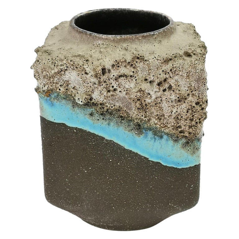 Small Hand Made Ceramic Vase with Turquoise Glaze, 1970's For Sale at ...