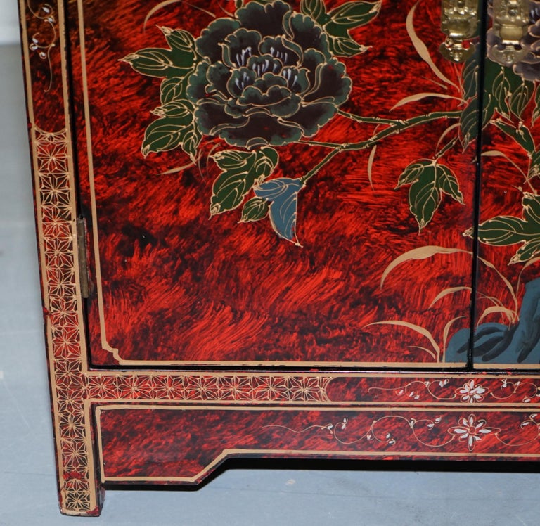 Small Hand Painted Chinese Floral Sideboard Bookcase with Removable ...