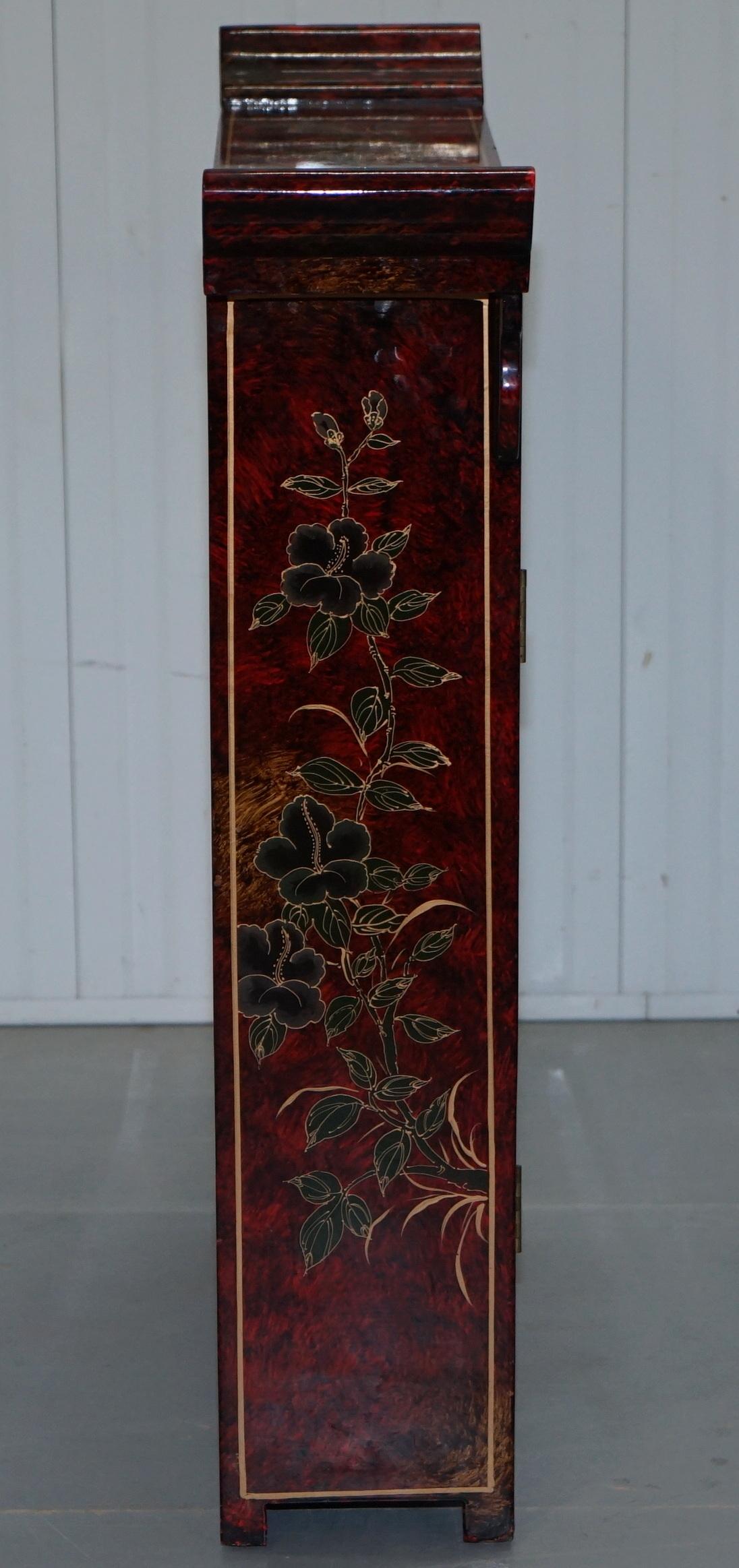 Small Hand Painted Chinese Floral Sideboard Bookcase with Removable ...