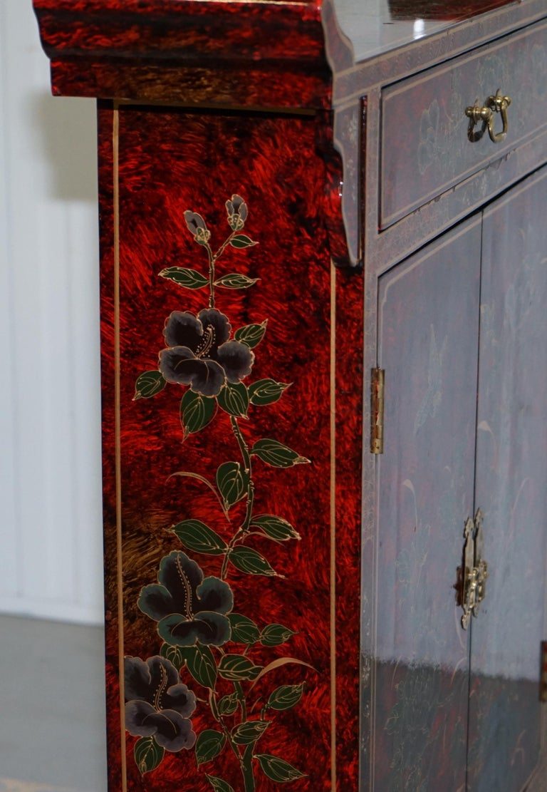 Small Hand Painted Chinese Floral Sideboard Bookcase with Removable ...