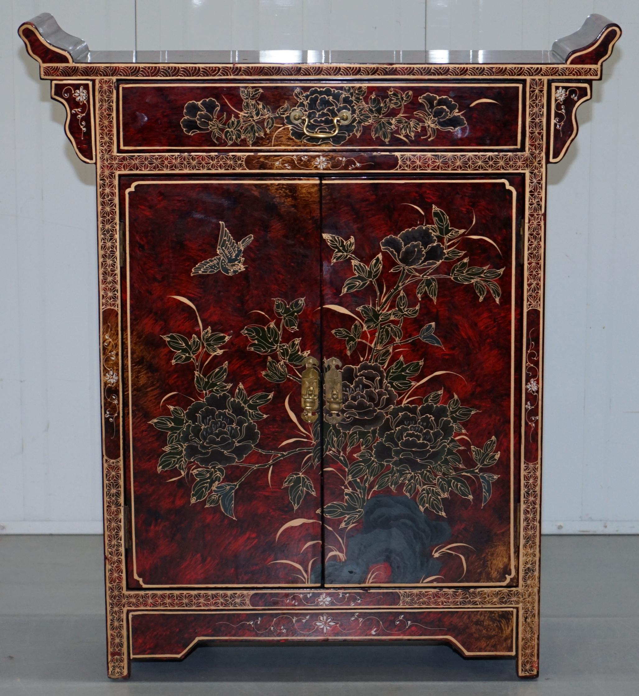 Small Hand Painted Chinese Floral Sideboard Bookcase with Removable ...