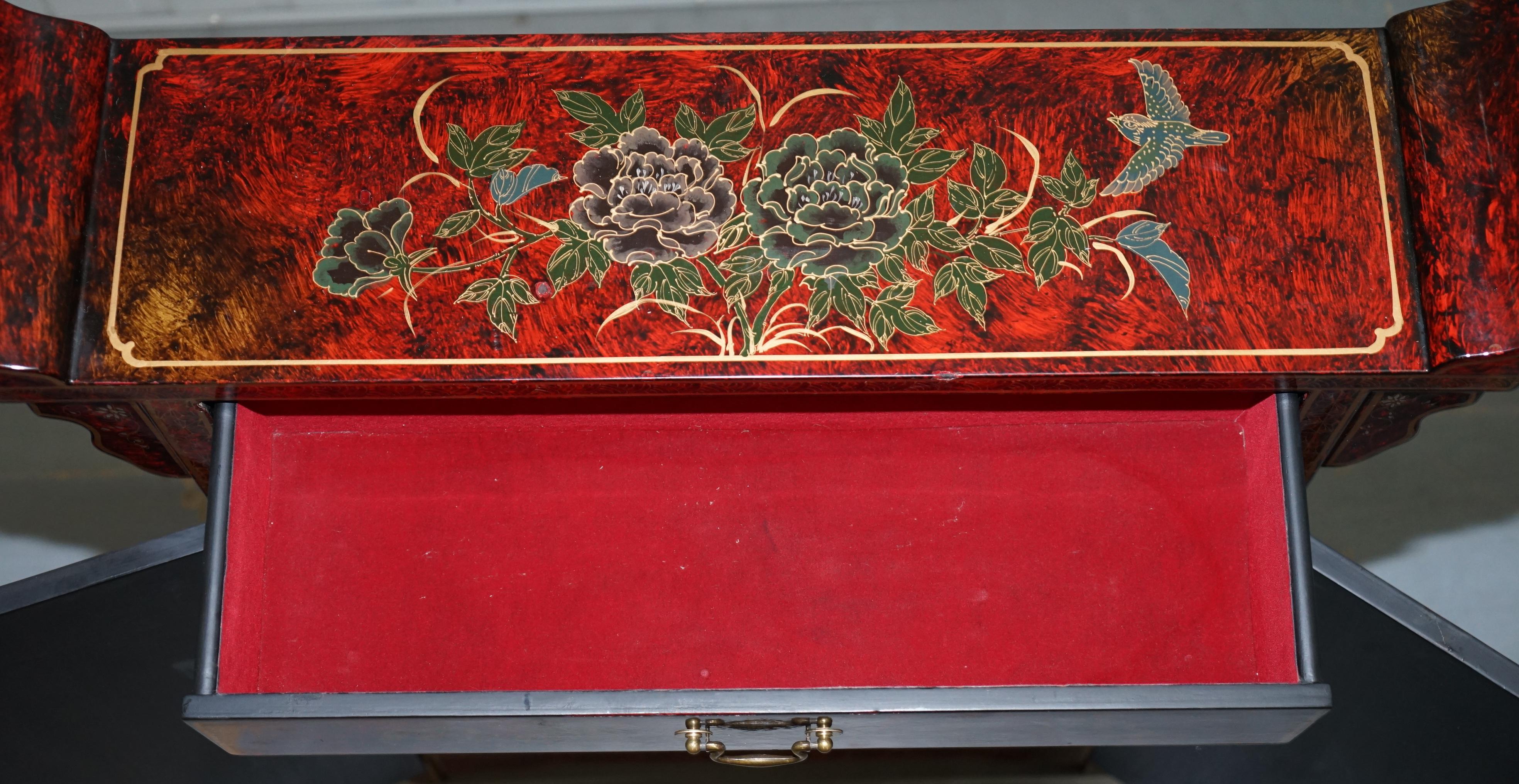 Small Hand Painted Chinese Floral Sideboard Bookcase with Removable ...