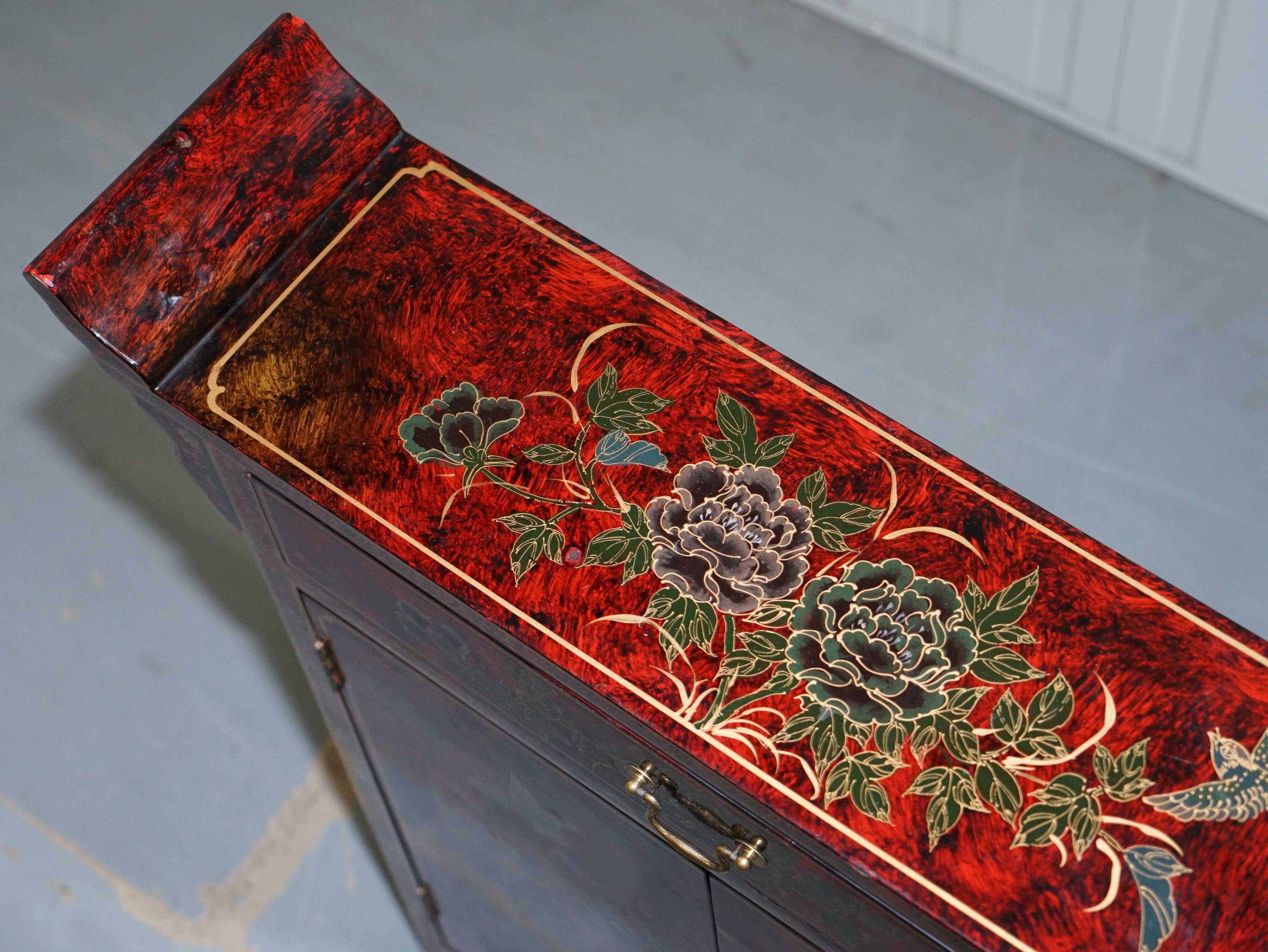 Small Hand Painted Chinese Floral Sideboard Bookcase with Removable ...