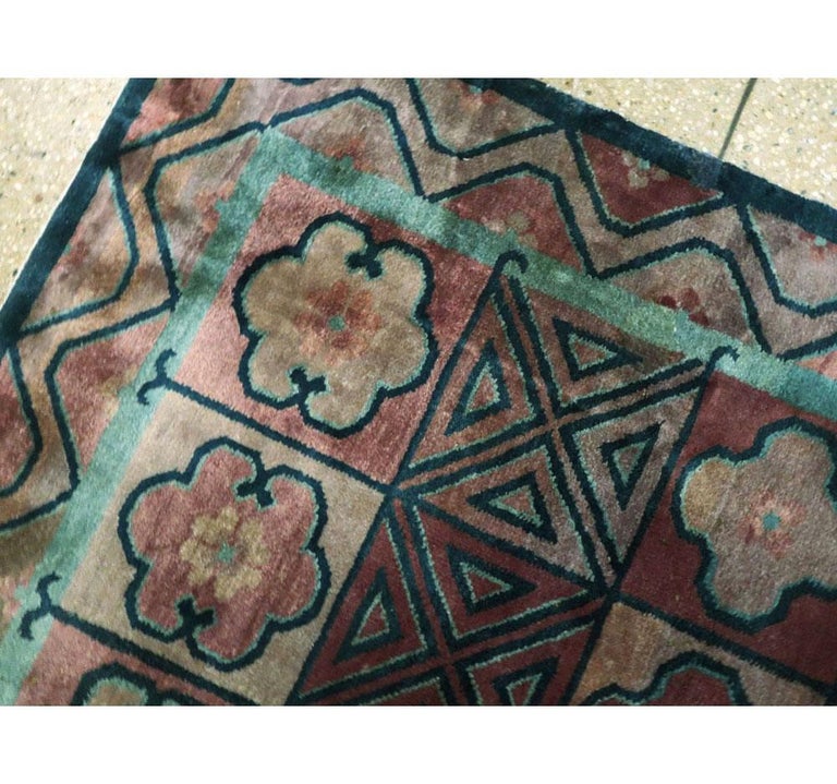 Small Handmade Art Deco Accent Rug in Neutral Earth Tones at 1stDibs ...