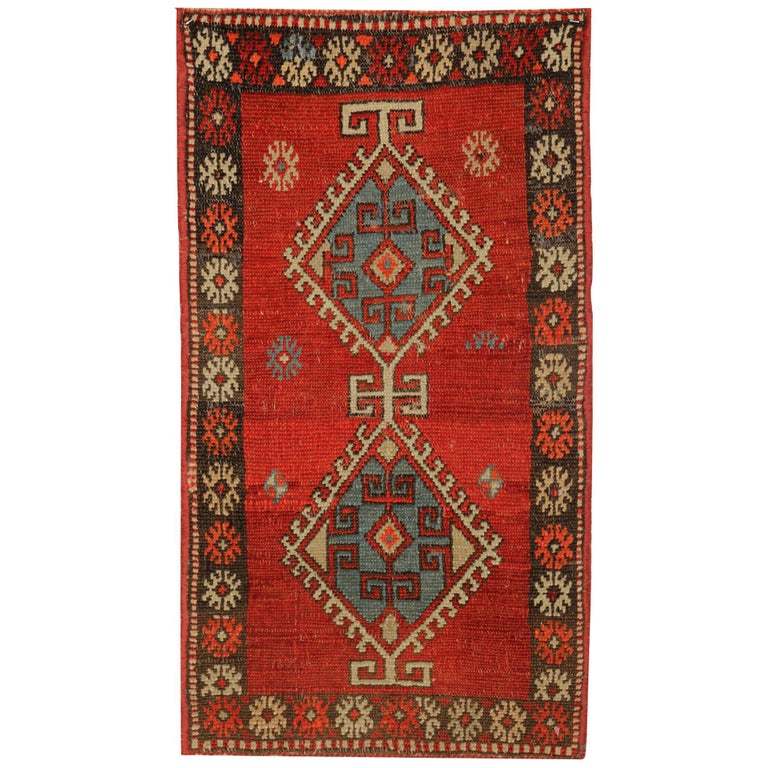 Oriental Rug Red Traditional Geometric Rug Small Mats Carpet - 48x93cm ...