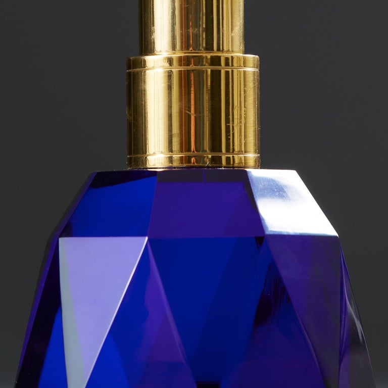 Small Imperial Blue Cut Glass Table Lamp For Sale at 1stDibs | small ...