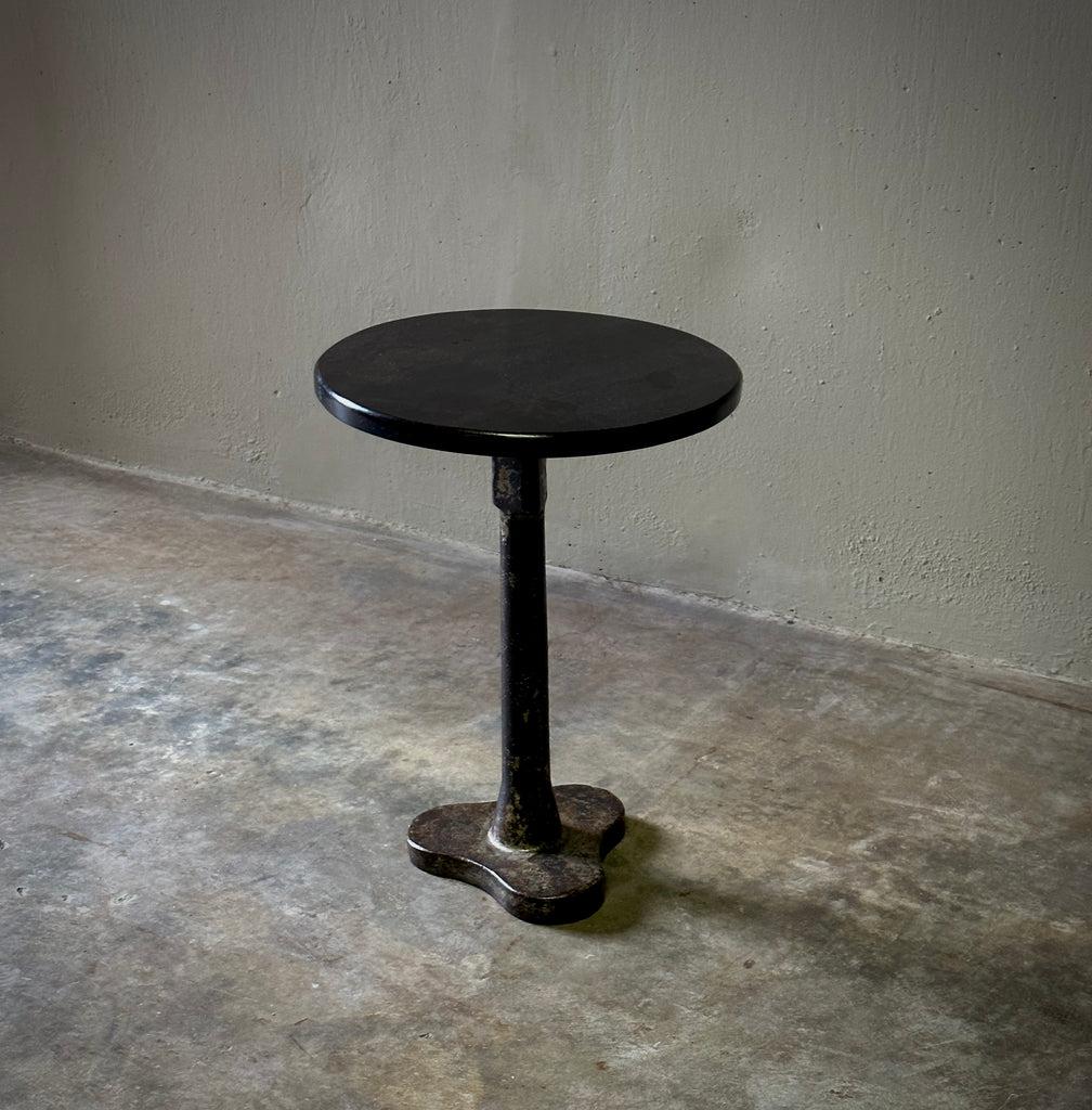 Small Industrial Iron Side Table with Round Wood Top For Sale at 1stDibs